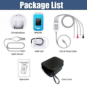 Veterinary Blood Pressure Monitor for Dog,Pulse Oximeter for Pet with Bluetooth,6 Parameters Veterinary Patient Monitoring Equipment,Rechargeable Animal Vital Signs Monitor for Family Clinic Use