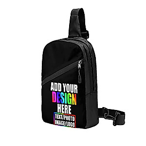 Custom Mens Bag With You Logo Text Picture Personalized Chest Bags Travel Business Shopping Sport MensCustom Chest Bags,Black