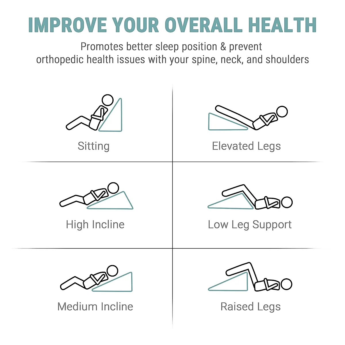 Bed Wedge Pillow with Memory Foam Top for Sleeping, 8 Inch Elevated Support Triangle Pillow for Reading and Rest, Bed Pillow for Legs and Back Support with Washable Cover