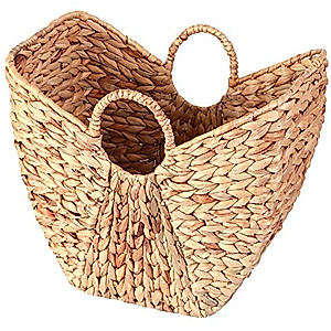 Vintiquewise Large Wicker Laundry Basket with Round Handles