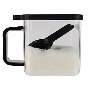 EIKS Clear Condiment Pots Cubic Shaped with Spoon for Storing and Dispensing Spice Salt Sugar Pepper in Home, Kitchen, Counter, Restaurant