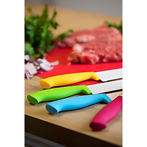 12 Pcs Steel Rainbow Kitchen Knife Set - Dishwasher Safe Knives with Sheath Covers - Sharp Multicolored Colorful Set For The Kitchen With Bread, Slicer, Santoku, Utility, Paring Knives