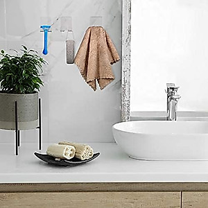 JWCE. Razor Holder Hooks Shower Hook with Acrylic Adhesive for Razor Bathroom Kitchen Organizer for Razor Plug Towelrazor Hooks (Acrylic Razor holder-2pcs)