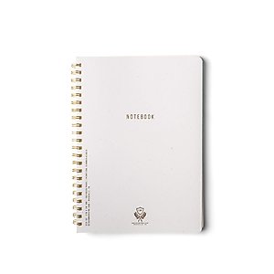 DesignWorks Ink A4-8.25" x 11.625" Speckled Ivory White Textured Paper Notebook Journal with Gold Accents, Lined Pages, and Durable Spiral Binding for Work, Writing, Journaling