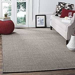 SAFAVIEH Montauk Collection Area Rug - 6' x 9', Ivory & Black, Handmade Flat Weave Cotton, Ideal for High Traffic Areas in Living Room, Bedroom (MTK345D)