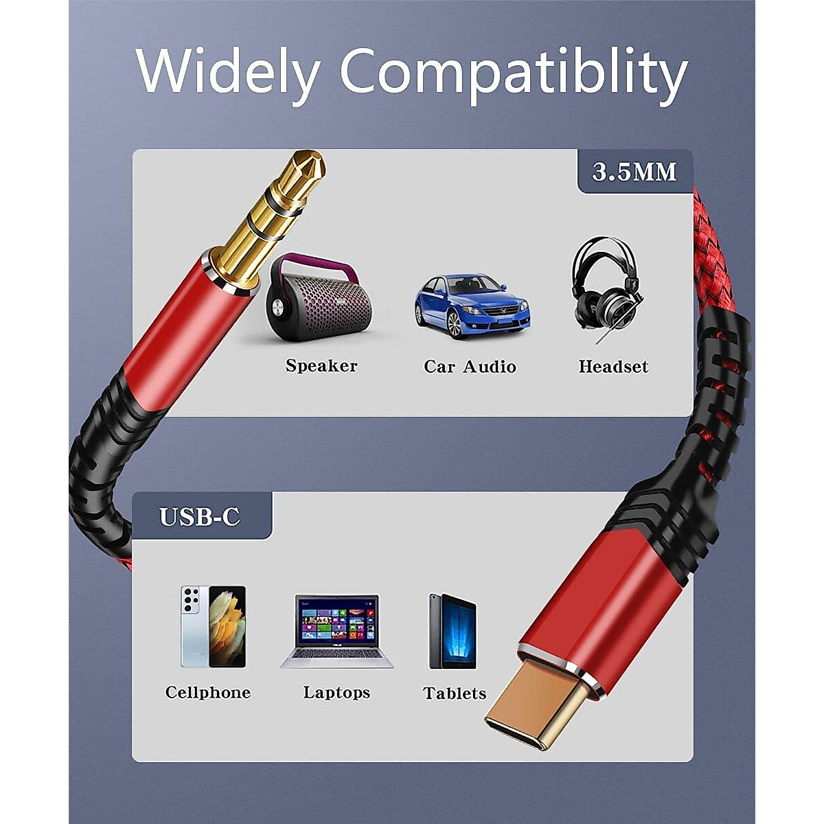 Grehge (2 Pack), USB C to 3.5mm Aux Cable Compatible with iPhone 15/15 Pr