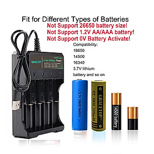 18650 Battery Charger 4 Bay, Universal Battery Charger with 4 Slot Charger for 18650 14500 18500 16350 Li-ion Rechargeable Batteries (No Battery)