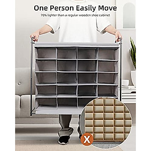 MULISOFT 20-Grid Shoe Rack Organizer Large Capacity, Shoe Cubby for Better Shoe Care, Space-saving Cubby Shoe Rack, Shoe Organizer Cubby Easy to Move for Entryway, Closet, Dormitories, Garage, Grey