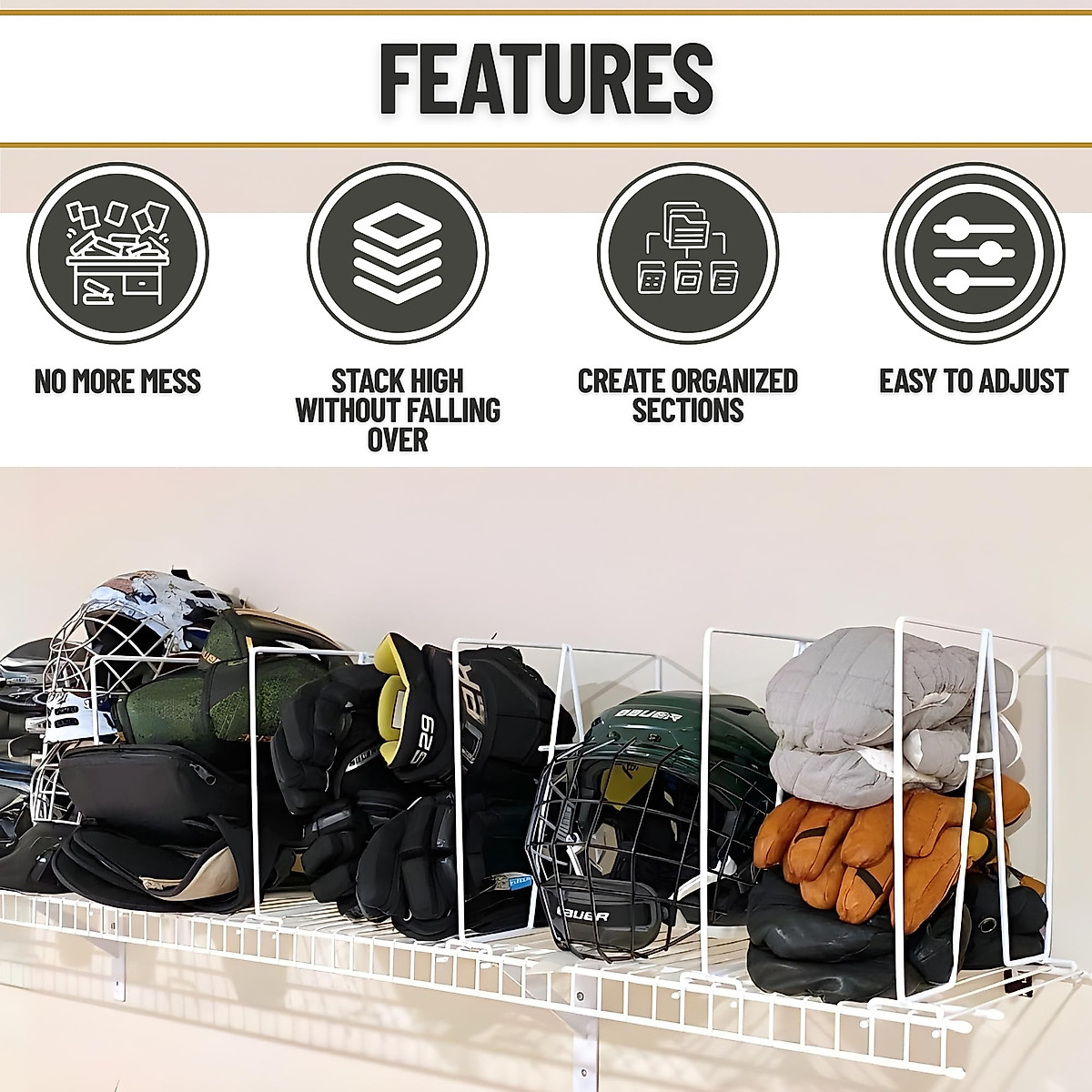 Evelots 8 Pack Wire Shelf Dividers for Closet/Office/Pantry/Garage-New & Improved-Vertical Storage/Organization-Easy No Tool Install-Plastic Coated Steel