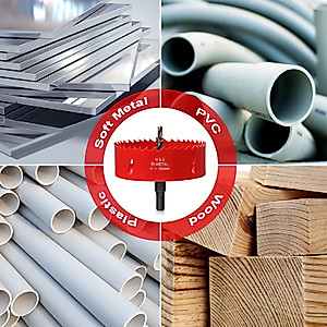 Hole Saw 4” (102mm) for Wood, HSS Bi-Metal Hole Cutter with Pilot Drill Bit for Plastic, Plastboard, Cornhole, Ceiling and Drywall