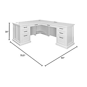 Modern Wood L-Desk & Return Writing Table & Return Office White