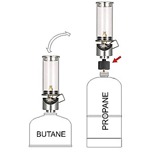 Lixada Lamp Light Butane Gas Light Lantern with Gas Adapter Conversion Head for Camping Picnic Self-Driving (Gas Lantern with Adapter(No Snow Flake))