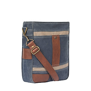 Mona B. Dakota Upcycled Canvas Shoulder Bag, Cameron Crossbody and Ryker Wallet with Vegan Leather Trim MD-5907 (Cameron-Crossbody Admiral)