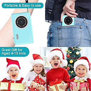 PUMIUI Digital Camera,48MP Kids Camera FHD 1080P,Vlogging Camera,Rechargeable Mini Camera with 32GB Card,Compact Portable Mini Rechargeable Camera Gifts for Students Teens Girls Boys Light-Blue