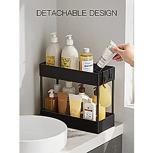 Pipishell Slim Storage Cart with Wheels, 4 Tier Bathroom Storage Organizer Rolling Utility Cart for Bathroom Kitchen Laundry Room Office Narrow Place (Black)