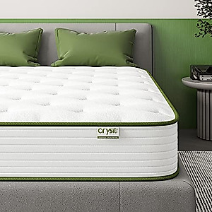 Crystli Full Size Mattress 10 Inch Memory Foam Mattress Hybrid Bed Mattress with Wrapped Innersprings CertiPUR-US Certified Medium Firm Bed-in-a-Box Pressure Relieving Supportive Full Mattress