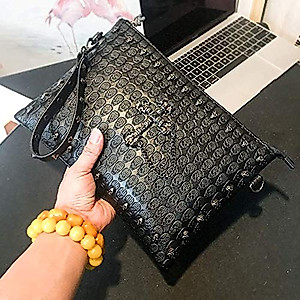 DownUpdown Men Women Clutch Skull Clutch Handbags Punk Evening Bag Faux Leather Skull Print Wallet Handbags Gothic Purse Cross Chain Clutch with Shoulder Strap -Black