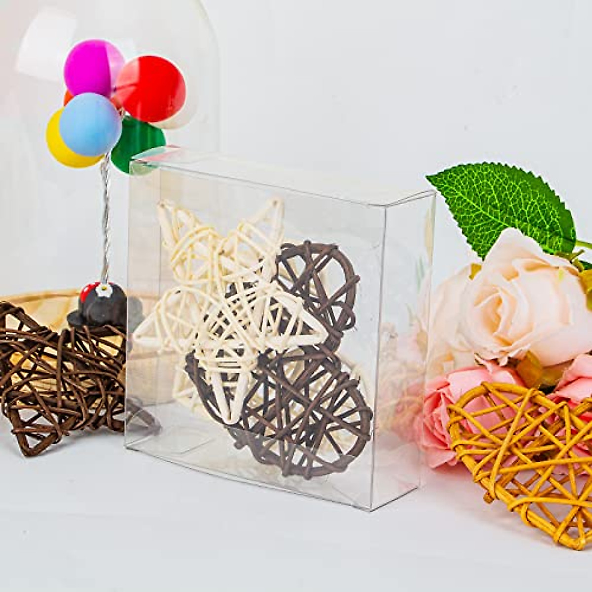 YOZATIA 25PCS Transparent Boxes 4 x 4 x 1.2 inch, Candy Box, Clear Favor Boxes Gift Boxes for Wedding, Party and Baby Shower Favors