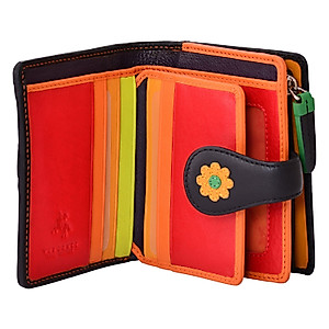 Visconti Sunshine DS-80 Womens Floral Multi Colored Bifold Wallet - Black Multi