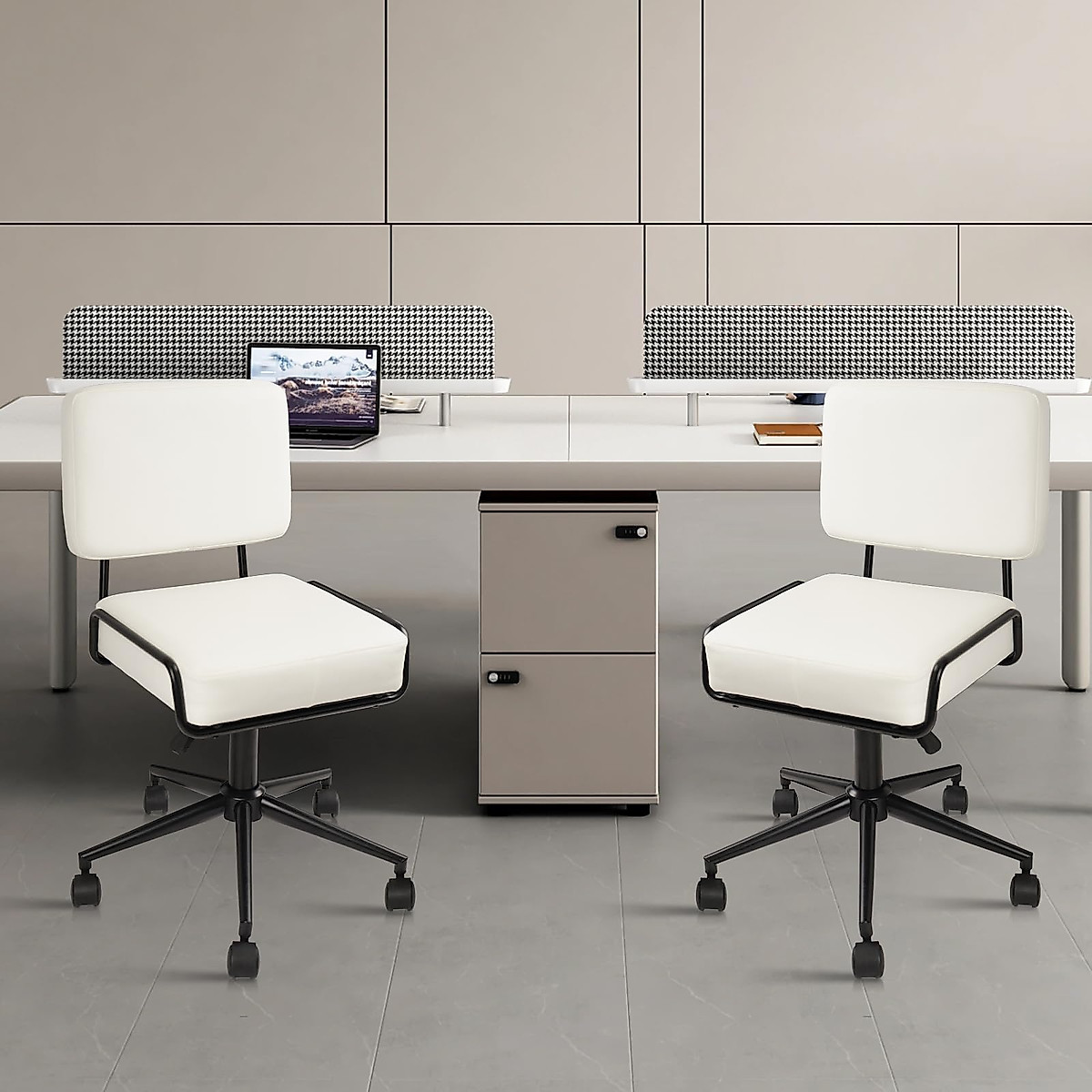 KLASIKA Ergonomic Office Chair with Padded Armrests and Lumbar Support, Faux Leather Desk Chairs fith Wheels, Comfortable Executive Office Chair for Home and Office, Black