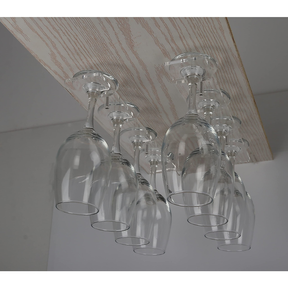 WANLIAN Wine Glass Storage Rack Wine Glass Holder Acrylic under cabinet wine glass holder Wine glasses are stored and organized (2-Pack) (Transparent)