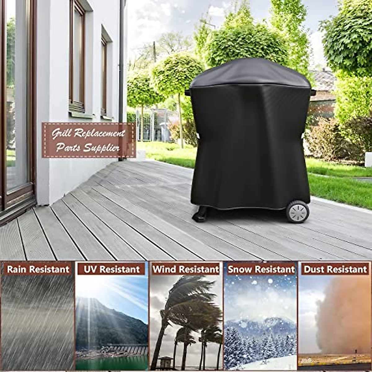 QuliMetal 7113 Grill Cover for Weber Q100 Q120 Q1000 Q1200 Q200 Q220 Q2000 Q2200 Q2400 Series Gas Grills, Heavy Duty BBQ Gas Grill Cover, 600D