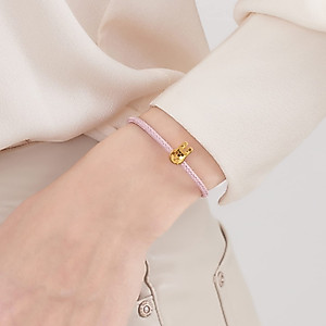 CHOW SANG SANG 999 24K Solid Gold Mini Charm Dazzling Rabbit Charm Blessing Bracelet for Women and Men 93652C