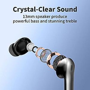 TAGRY Bluetooth Headphones True Wireless Earbuds 60H Playback LED Power Display Earphones with Wireless Charging Case IPX5 Waterproof in-Ear Earbuds with Mic for TV Smart Phone Computer Laptop Sports