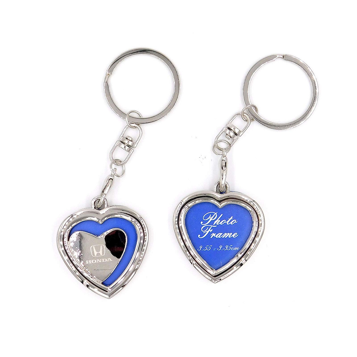 Au-Tomotive Gold Official Licensed for Honda Logo Heart Shaped Blue Photo Keychain Key Ring Fob