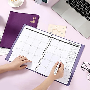 2024 Monthly Planner - Jan. 2024 - Dec. 2024, 12 Months Calendar/Planner 2024 with Faux Leather, 8.86" x 11.4", 15 Notes Pages, Strong Twin - Wire Binding, Pocket, Monthly Tabs, Perfect Organizer