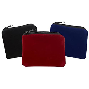 Velvet Rosary Pouch with Zipper Closure Multi Pack, Small Catholic Keepsake Gift for Teenage Boys or Girls Confirmation, Assorted Colors, 3 Pieces