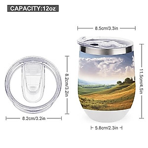 WYUSPGK 304 Stainless Steel Insulated Cup, Landscape Print Smooth Rim, Durable & Reusable - Perfect for Office, Home, And Travel