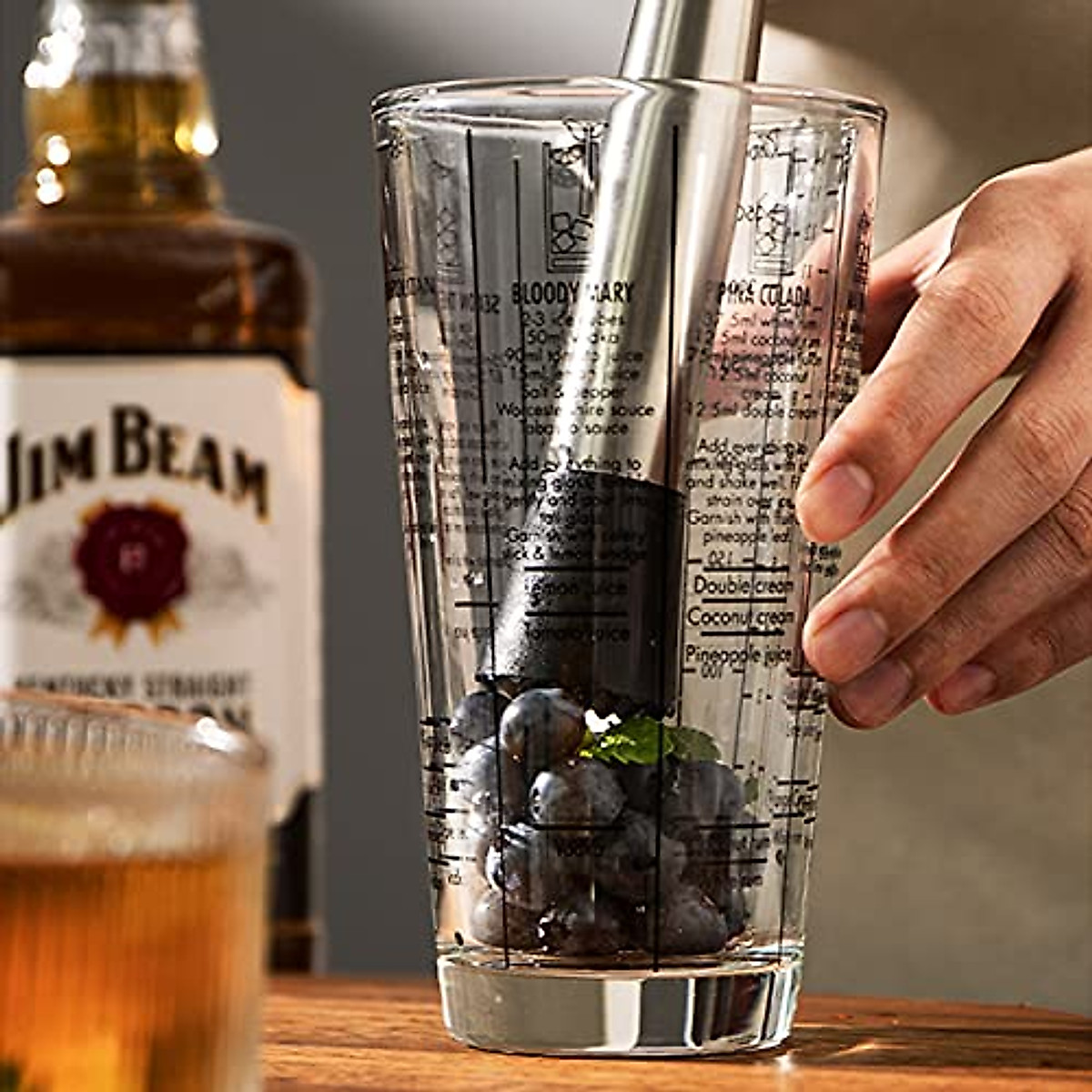 Sihuuu Muddler for Cocktails Set Stainless Steel Fruit Crusher 8 Inch Bar Tools for Home Making Mojito Mix Fruit Drinks