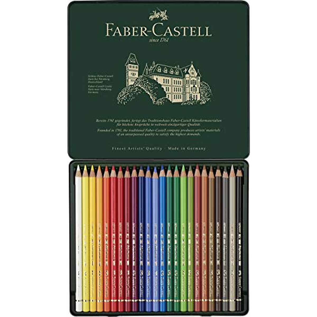 Faber-Castell 24 Piece Polychromous Colored Pencil Set in Metal Tin