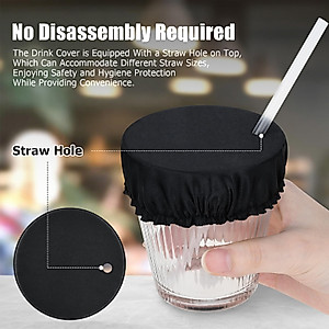 10-Pack Drink Cover Scrunchie, Reusable Cap Scrunchie Drink Cover for Drinks, Drink Covers for Alcohol Protection - Prevent Drink Getting Spiked at Bar Party Cup Cover with Straw Hole