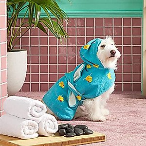 Barkbox Premium Absorbent Hooded Dog Bathrobe Towel - Quick Drying Pet Towel for Bath & Beach Trips - Luxurious & Soft Bathrobe Towel for Dogs of All Breeds - Rubber Duck - Large