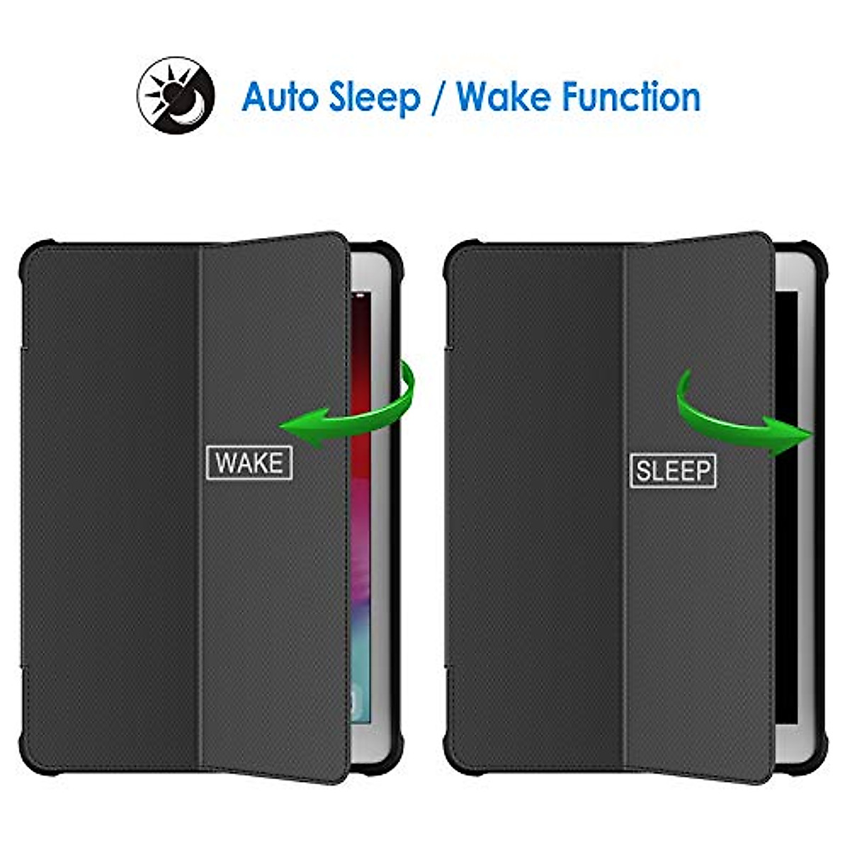 JETech Case for iPad 9.7-inch (2018/2017 Model, 6th/5th Generation), Double-fold Stand with Shockproof TPU Back Cover, Auto Wake/Sleep (Black)