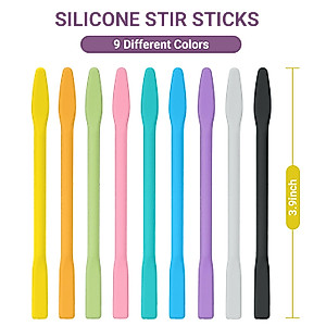 9PCS Colored Silicone Stir Sticks, Gartful Reusable Epoxy Resin Stir Sticks, for Resin Mixing, Paint, Making Glitter Tumblers Cups, Arts, Crafts, Facial Mask Stirring Rods, 9 Colors