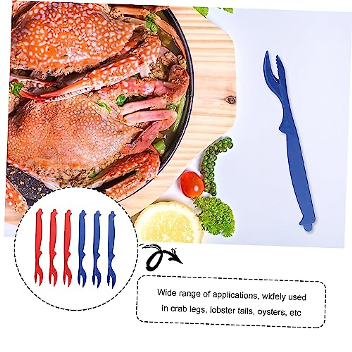 SWOOMEY 6pcs Crab Eating Tool Lobster Claw Lobster Pick Crab Opener Tools Blue Outfit Kitchen Utensil Sets Lip Gloss Set Crab Needles Crab Eating Gadgets Kitchen Tools Plastic Walnut Blush