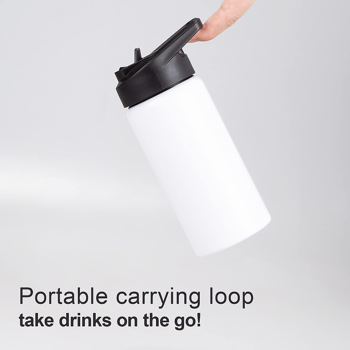 6 Pack Kids Water Bottle with Handle & Straw Lid, 16 oz Personalized Sublimation Water Bottles Blank Bulk, Stainless Steel, Leak Proof for Boys Girls to School Sports Travel Camping, DIY Gift, White