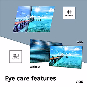 AOC 27B2H 27" Full HD IPS Monitor, 3-Sided Frameless & Ultra Slim Design, HDMI and VGA inputs, Lowblue Mode, VESA compatible,Black