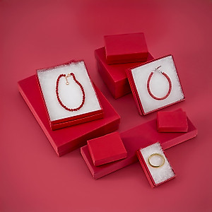 TheDisplayGuys - 25-Pack #32 Cotton Filled Cardboard Paper Jewelry Box Gift Case - Matte Red (3.3" x 2.3" x 1.0") - for Gifting, Shipping or Storage