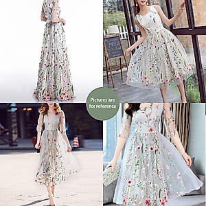 TUIUSTU Lace Fabric, Length 71.6" Width 59" 2Yard Colorful Floral White Lace Fabric by The Yard for Dresses, Flower Elegant Sewing Lace Fabric for DIY Dress Sewing Wedding