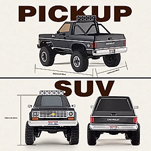 FMS 1/24 RC Crawler Officially Licensed Chevy K5 Blazer RC Car FCX24 RTR RC Pickup Truck SUV 4WD 2.4GHz Hobby RC Model 8km/h Mini Car RC Off-Road Remote Control Car (Black)