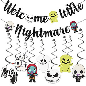 Nightmare Before Baby Shower Decorations Halloween Baby Shower Decorations Welcome Little Nightmare Banner Nightmare Birthday Party Decorations Nightmare Christmas Decor