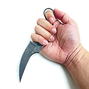 PAN series Full Tang Hunting Knife with Kydex Sheath I G10 Composite Handle I Kydex Sheath w/Adjustable Belt Clip I Stone Wash Blade I 8.6 inches overall I 4 inch Blade I