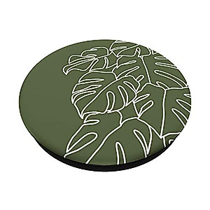 Monstera Leaf Botanical Tropical Plant Olive Khaki Green PopSockets PopGrip: Swappable Grip for Phones & Tablets