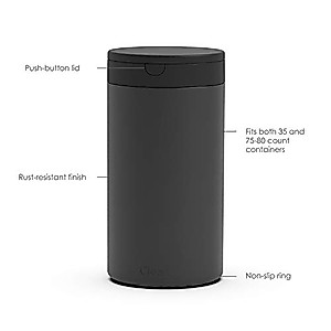 Spectrum Decorative Disinfecting Wipes Container (Black) - Refillable Dispenser for Bathroom, Kitchen, Classroom, Countertop, & Home Storage / Stainless Steel & Rust-Resistant