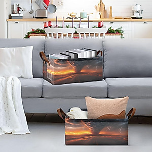 KEEPREAL Lightning Tornado Storage Baskets,Decorative Collapsible Rectangular Waterproof Fabric Storage Bin for Home#455