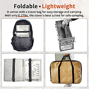 MC TOMOUNT Titanium Folding Tent Stove Wood Burning Stove Ultralight 1mm Thick Plate for Backpacking Camping Hunting Pipe Included